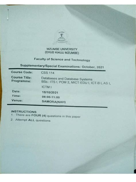 Database Past Papers Pdf