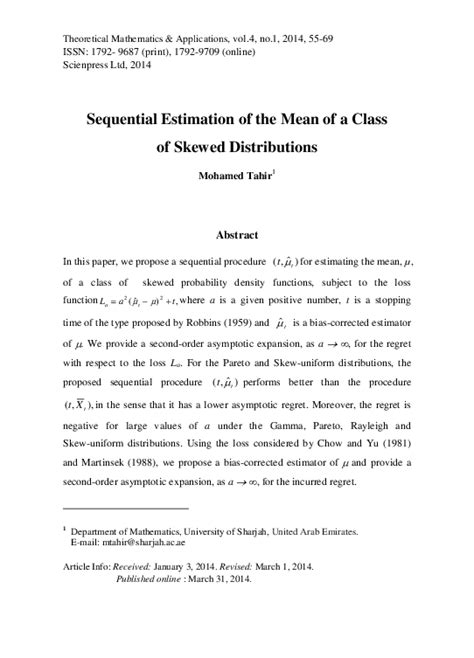 Pdf Sequential Estimation Of The Mean Of A Class Of Skewed Distributions