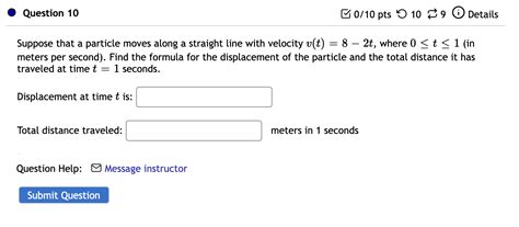Solved Suppose That A Particle Moves Along A Straight Line