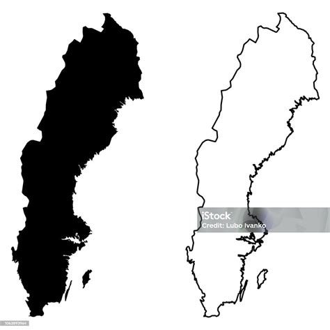 Enkel Karta Över Sverige Vektorritning Mercator Projektion Fylld Och