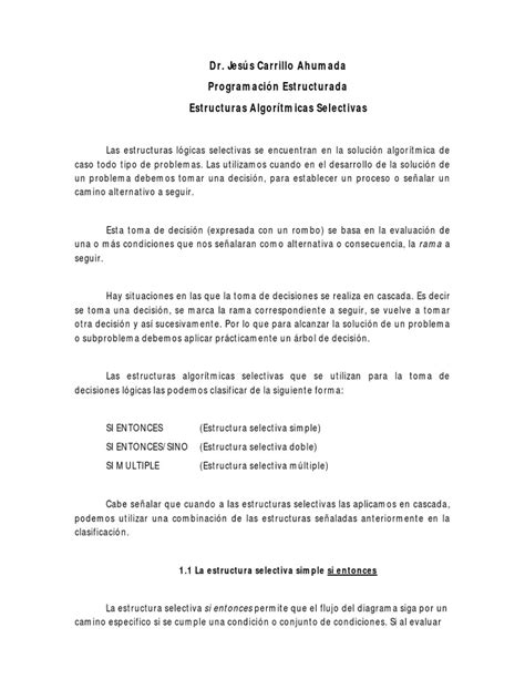 Estructuras Algoritmicas Selectivas 15 Nov 12 Pdf Pdf Algoritmos Toma De Decisiones
