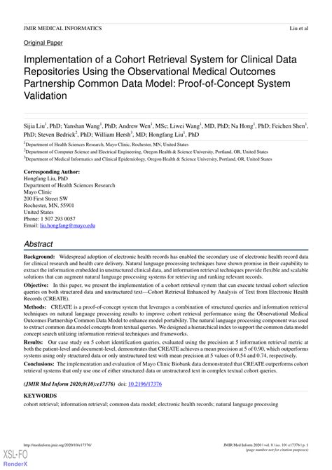 Pdf Implementation Of A Cohort Retrieval System For Clinical Data Repositories Using The