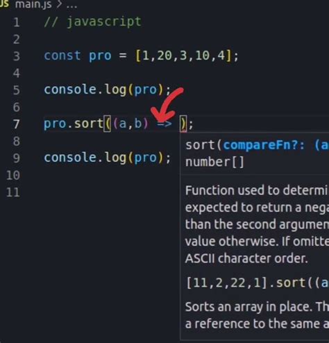 sort array full of integer values in javascript shorts coding youtube