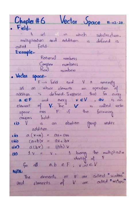 SOLUTION Book Vector And Tensor Analysis Handwritten Notes Chapter Six Vector Space Studypool