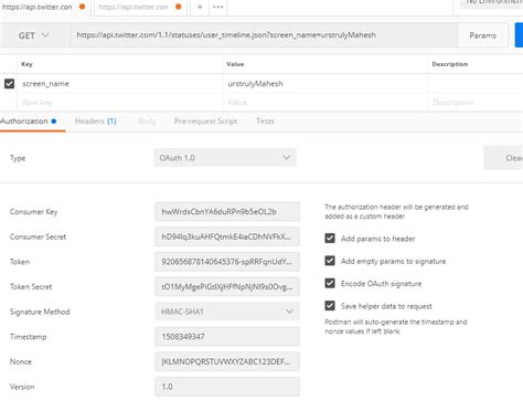 Rest Twitter API Code Unauthorized Via Postman Stack Overflow