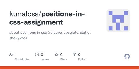 Github Kunalcsspositions In Css Assignment About Positions In Css