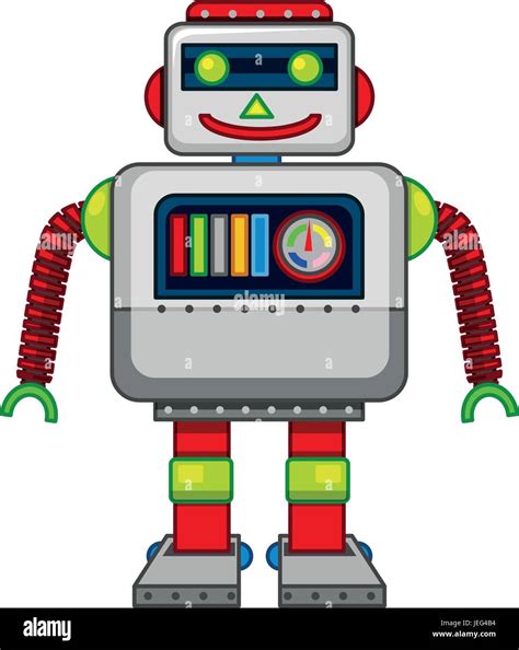 Cute Robot With Square Body Illustration Stock Vector Image And Art Alamy