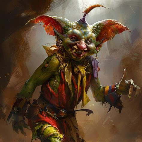 Fun Loving Goblin Circus Clothes Happy Trickster Fantasy Premium Ai