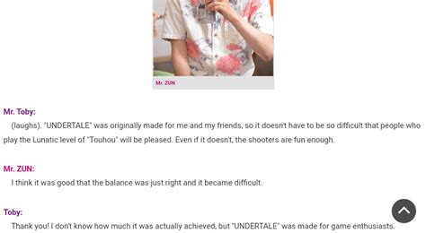 Toby Fox Talks To Zun Because Undertale Is So Easy Compared To Touhou