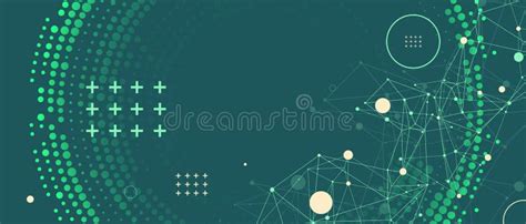 Halftone Science Background With Connecting Dots And Lines Digital Data Stock Vector