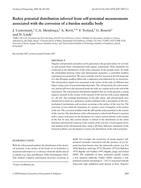Pdf Castermant J Redox Potential Distribution Inferred From Self