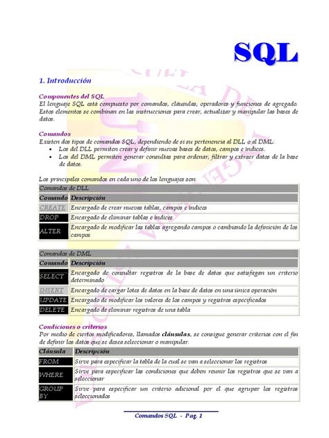 comandos sql pdf pdf sql tabla base de datos