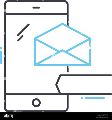 Mobile Incoming Mail Line Icon Outline Symbol Vector Illustration