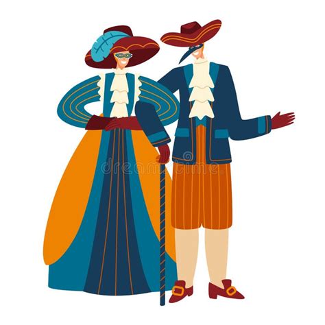Character Male Female Middle Age Europe Traditional Costume Carnaval