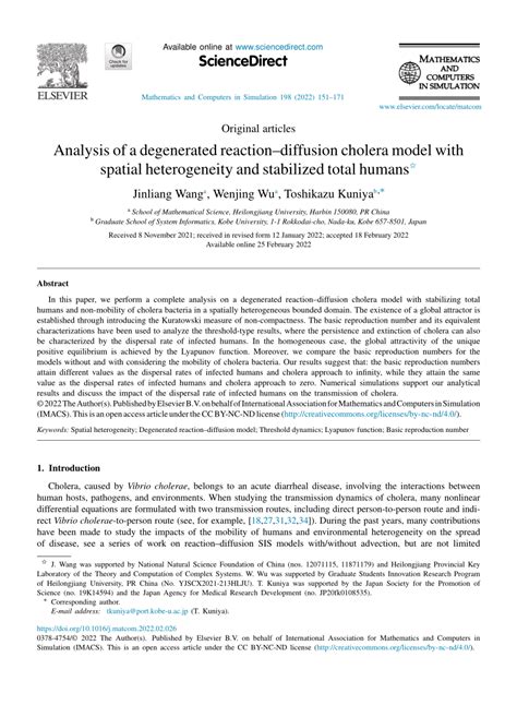 Pdf Analysis Of A Degenerated Reaction Diffusion Cholera Model With Spatial Heterogeneity And