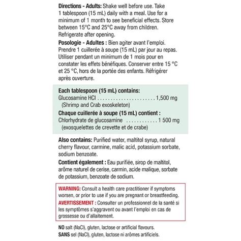 Jamieson Liquid Glucosamine 1500 Mg Maximum Strength Wild Cherry