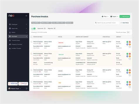 Purchase Invoice Dashboard By Premdayal For Timeless On Dribbble