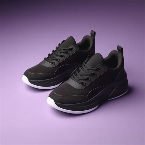Premium Photo Black Running Sneaker Mockup On Purple Background Mens