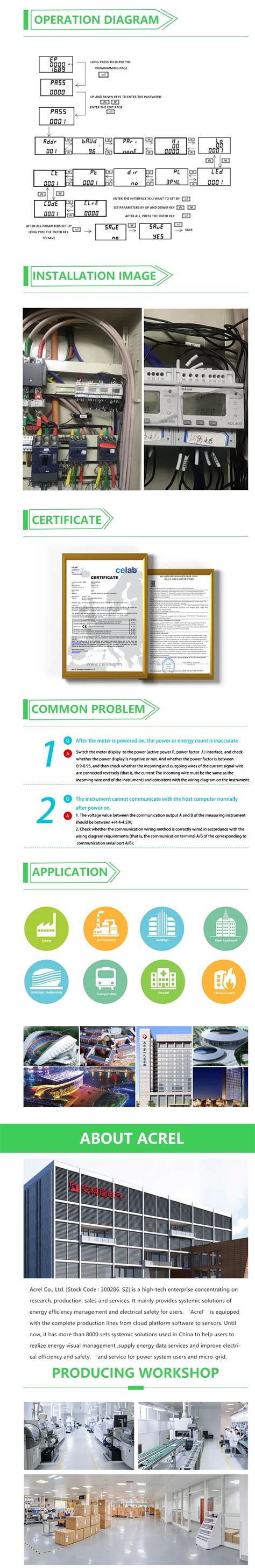 Acrel ADL400 C Smart Energy Meter Accurate Power Monitoring