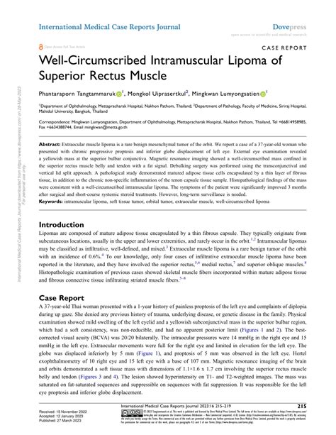 Pdf Well Circumscribed Intramuscular Lipoma Of Superior Rectus Muscle