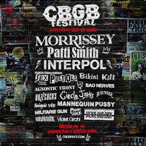 Morrissey Patti Smith Sex Pistols Interpol And Bikini Kill To Headline