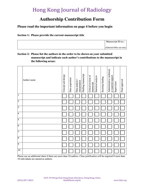 Author Contribution Form Fill Online Printable Fillable Blank Pdffiller