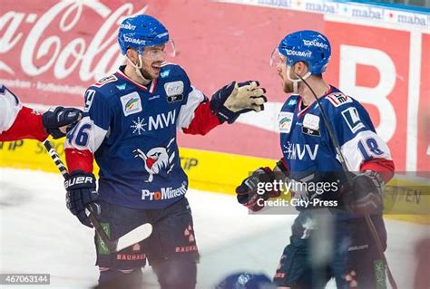 Jon Rheault And Kai Hospelt Of The Adler Mannheim Celebrate After News Photo Getty Images