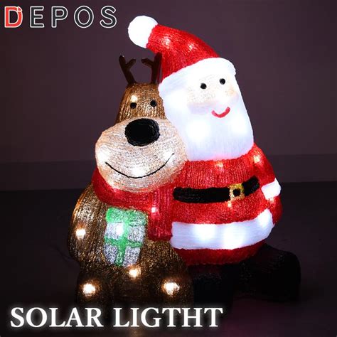 ソーラーライト クリスマス サンタ トナカイ イルミネーション 屋外 防水 Led 照明 庭 自動点灯 ライト サンタトナカイ Depos