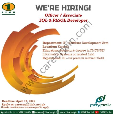 1 Link Pvt Ltd Jobs Officer Associate Sql And Plsql Developer