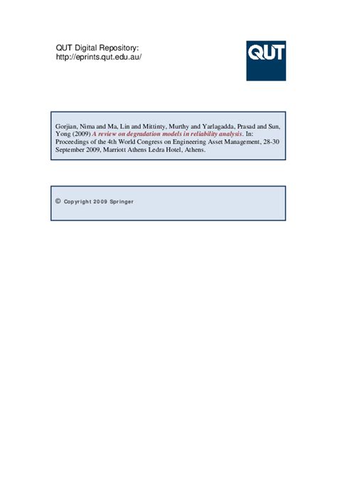 Pdf A Review On Degradation Models In Reliability Analysis