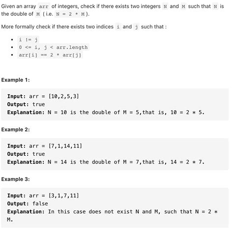 1346 Check If N And Its Double Exist Kickstart Coding