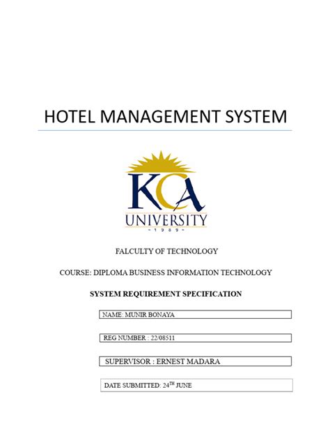 Srs Hotel Management System Pdf Databases World Wide Web