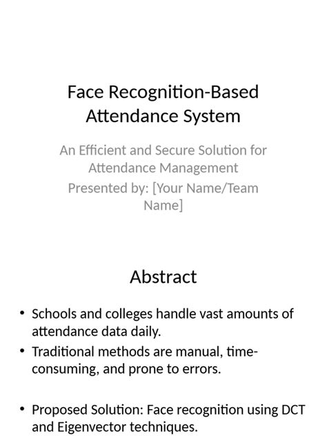 Face Recognition Attendance System Pdf