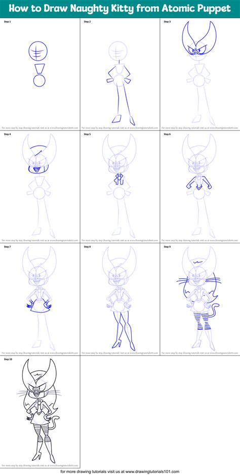 How To Draw Naughty Kitty From Atomic Puppet Atomic Puppet Step By Step DrawingTutorials101 Com