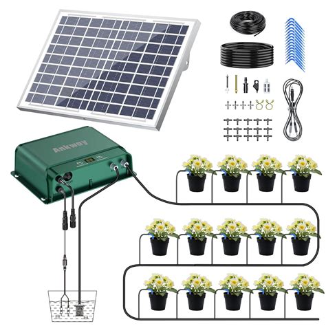 Ankway Solar Drip Irrigation Kit For Balcony Greenhouse And Garden Bed