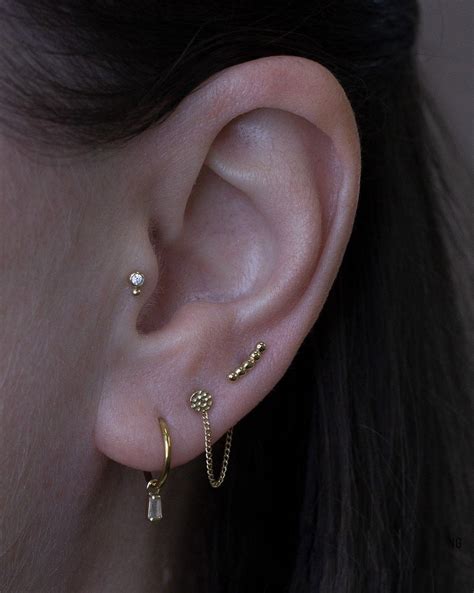 Helix Tragus Ear Lobe Piercings In 14k Gold Artofit