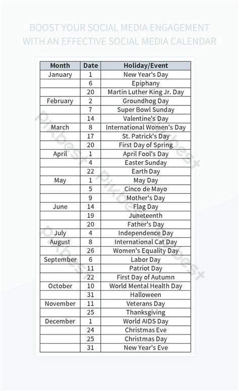 Enhance Engagement On Social Media With A Strategic Schedule Excel Template Free Download