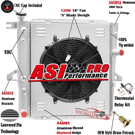 4 Row Aluminum Radiator Shroud Fan For 1997 2011 Ford Explorer Ranger