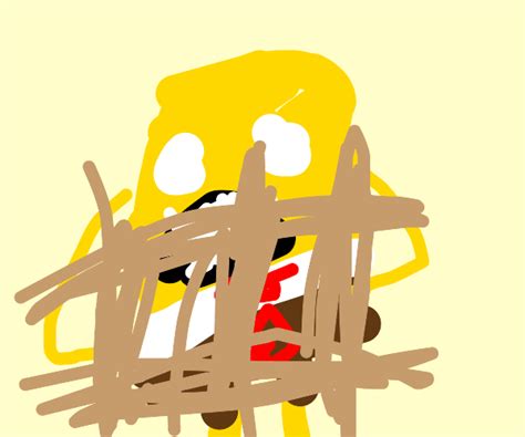 Spongebob Digging Into The Tracks Drawception