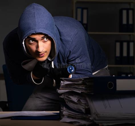 Thief Trying To Steal Personal Data In Identity Theft Concept Stock