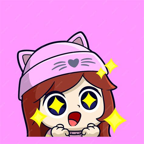 Premium Vector Cute Emotes Girl Amaze With Stars Around Eyes Concept