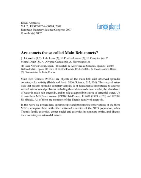 Pdf Are Comets The So Called Main Belt Comets