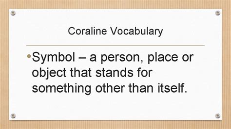 Coraline The Novel Coraline Vocabulary Protagonist The Main