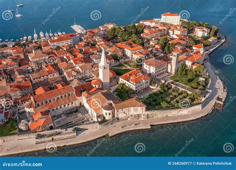 Aerial View To Porec Old Town Popular Travel Destination In Istria Croatia Editorial