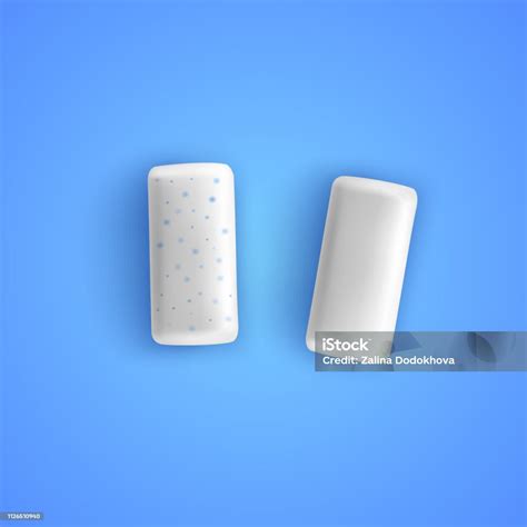 민트 맛 풍선껌 패드 건강 한 치아 및 치과 위생 씹는 잇 몸 달콤한 사탕 상쾌 파란색 배경에 고립 3차원 형태에 대한 스톡 벡터 아트 및 기타 이미지 Istock