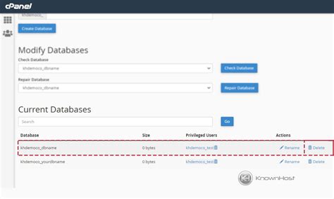How To Create Mysql Database And User In Cpanel Knownhost