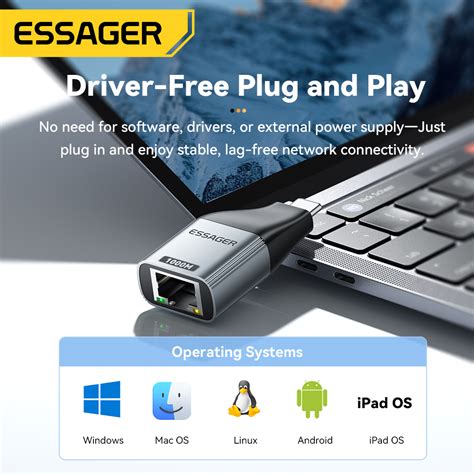 Essager Type C To Ethernet Adapter Mbps Gigabit High Speed RJ To Type C Adapter For