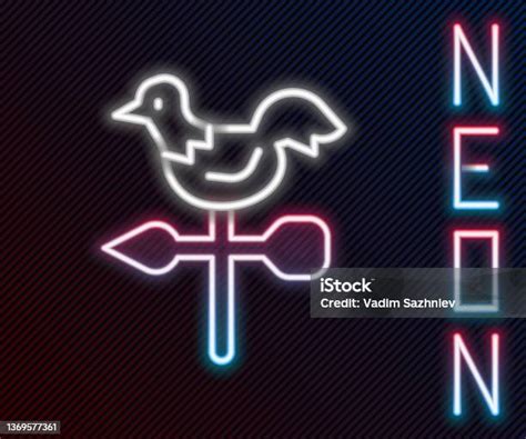 빛나는 네온 라인 수탉 날씨 베인 아이콘 검은 배경에 고립 웨더콕 사인 윈드베인 수탉 다채로운 개요 개념 벡터 0명에 대한 스톡 벡터 아트 및 기타 이미지 Istock