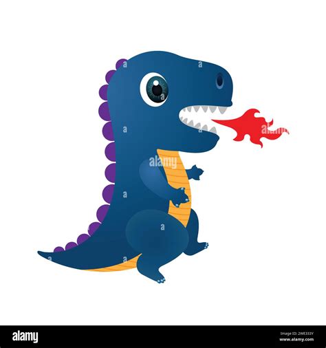 Conceptual Character Monster Design Cute Godzilla Monster Character On White Background Vector