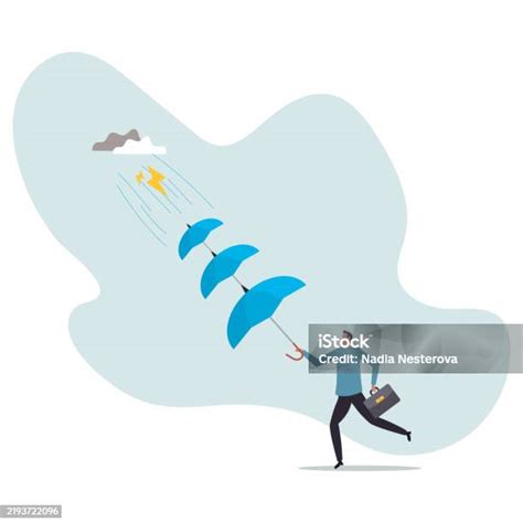 전방 뇌우에 대한 추가 보호 비즈니스 보호 또는 보험 위기 상황에서 살아남기 위한 탄력성 또는 방패business Conceptflat Character 개념에 대한 스톡